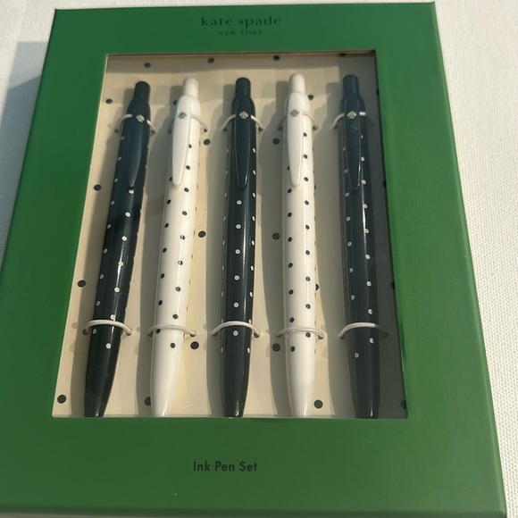 kate spade | Office | Kate Spade New York Black Dot 5 Pen Set With ...